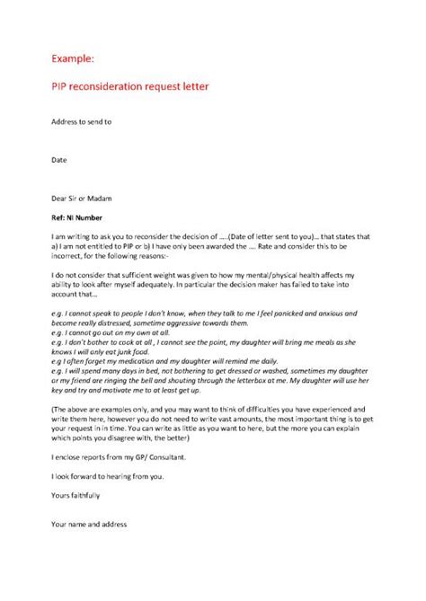 Letter Pdf 48897 Challenging A Pip Decision And Example Reconsideration Letter
