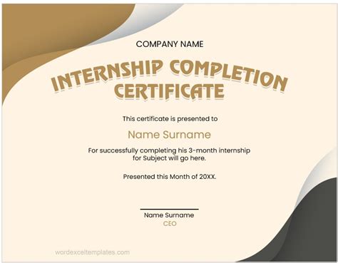 Internship Certificate Templates Printable Formats