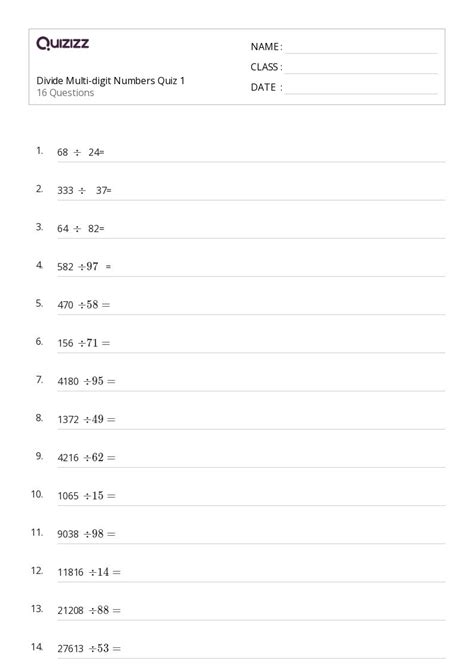 50 Multi Digit Numbers Worksheets For 6th Class On Quizizz Free And Printable