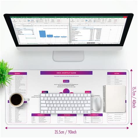 Excel Shortcut Mouse Pad Premium Giant Mouse Pad For Excel Keyboard
