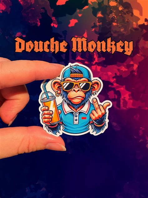 Douche Monkey Fuck Off Middle Finger Offensive Waterproof Vinyl