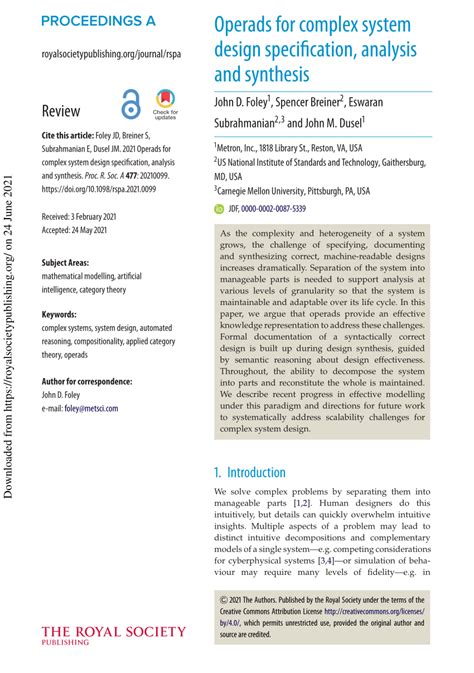 pdf operads for complex system design specification analysis and