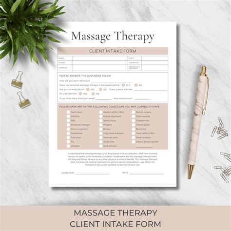 Massage Client Intake Form Template Medical History Form