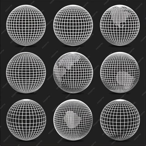 Premium Photo Geometric 3d Sphere Grids Outlined With Stripes Orbs In