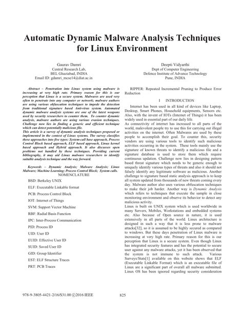 pdf automatic dynamic malware analysis techniques for linux environment
