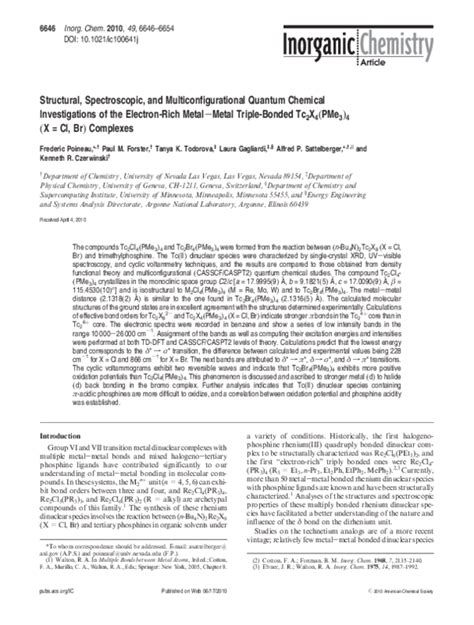 Pdf Structural Spectroscopic And Multiconfigurational Quantum Chemical Investigations Of The