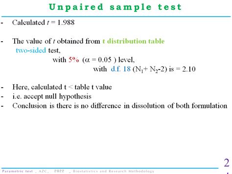 Parametric Test T Test And Anova Biostatistics And Research Methodologypptx