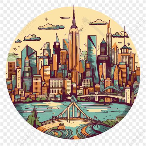 뉴욕시의 스카이라인 벡터 상표 만화 클립 아트 Png 일러스트 무료 다운로드 Lovepik