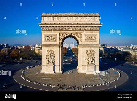 Paris The Arc De Triomphe Aerial View High Resolution Stock