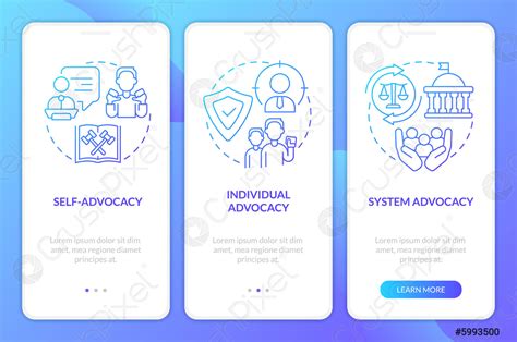 Types Of Advocacy Blue Gradient Onboarding Mobile App Screen Stock Vector 5993500 Crushpixel