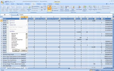 Stocktake Spreadsheet — Db