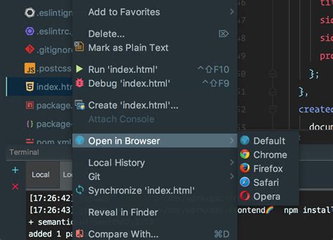 Javascript I Cant Find Open In Browser Option In Webstorm Stack