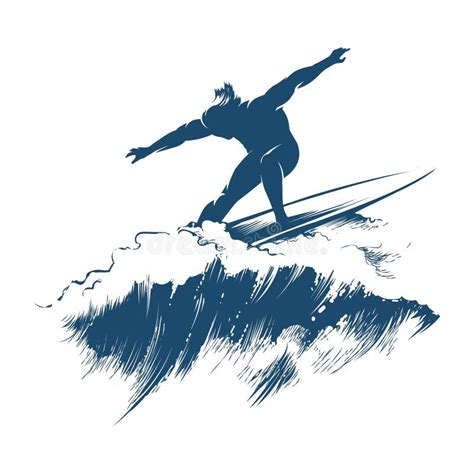 Surfer Rides Big Wave Sketch Stock Vector Illustration Of Nature
