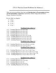 Midterm 02 Pdf CS111 Practice Exam Problems For Midterm 2 These Are
