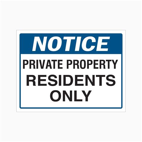 Notice Private Property Residents Only Sign Get Signs Australia Get