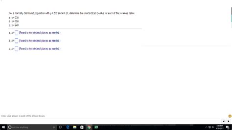 Solved For Normally Distributed Population With Mu 200 And