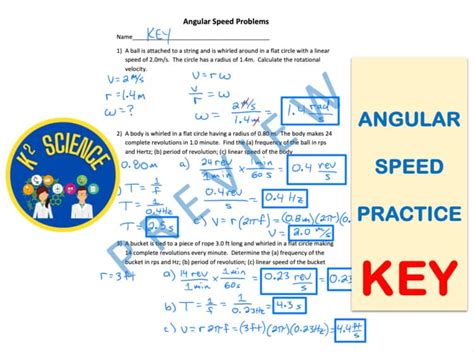 Angular Speed Practice Unit 7 Rotational Motion Physics Tpt