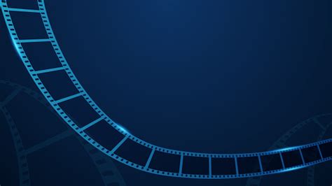 텍스트가 있는 파란색 배경에 대한 현실적인 3d 필름 스트립 현대 시네마 배경 영화제 포스터 배경 브로셔 전단지 광고 프리젠