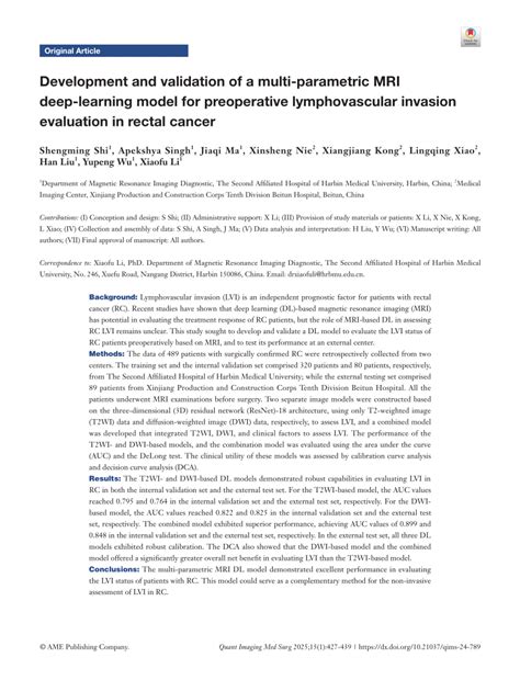 Pdf Development And Validation Of A Multi Parametric Mri Deep