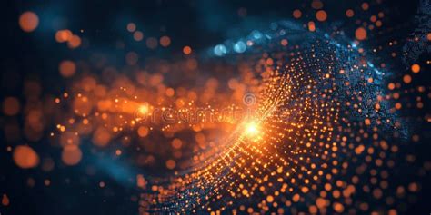 Abstract Digital Wave Of Glowing Particles Vibrant Orange And Blue Colors Creating A