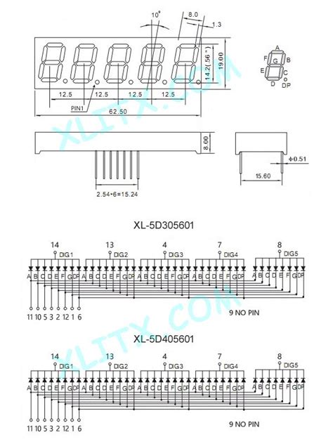 Green 0 56 Inch 5 Digit Common Anode Ca Cathode Cc Led 7 Segment Display Lanpade