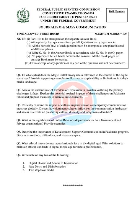 Css Journalism And Mass Communication Paper 2024 Legalversity