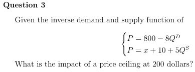 Solved Given The Inverse Demand And Supply Function Of Chegg Com