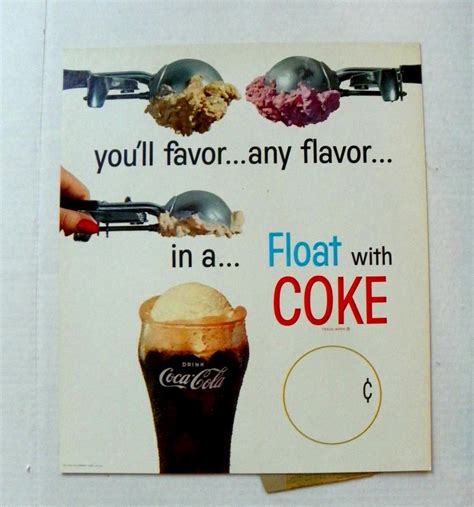 1960 Drink Coca Cola ~ Float With Coke Cardboard Counter Stand Up