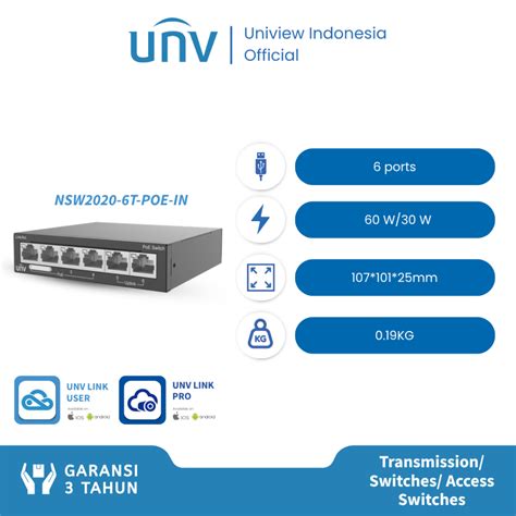 Jual Uniview Nsw2020 6t Poe In Poe Switch 2 Port Shopee Indonesia