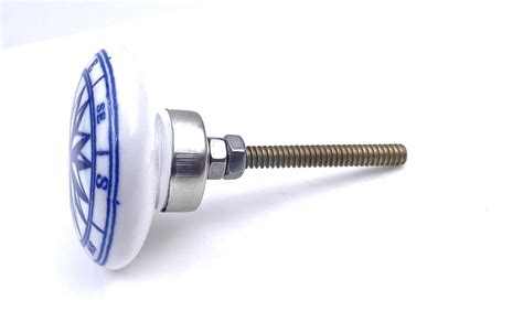 Ocean Nautical Compass Navy Blue Ceramic Knob Pull For Cabinets