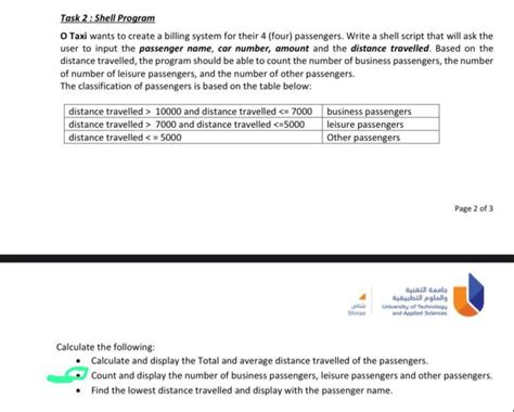 Solved Task 2 Shell Program O Taxi Wants To Create A Chegg