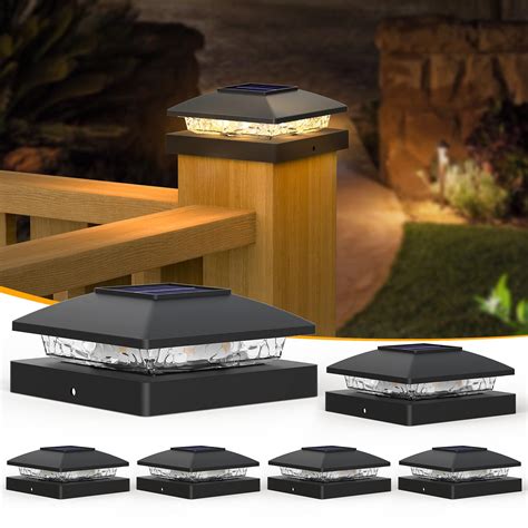 Aponuo Solar Post Cap Lights4x4 Post Solar Lights Warm White Outdoor Waterproof Garden Patio