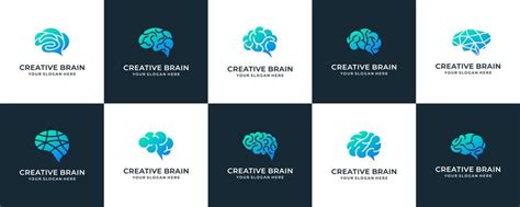 Premium Vector Set Of Abstract Lines Brain Logotypes Concept Logo For