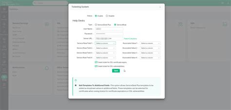 Ticketing System Integration Key Manager Plus