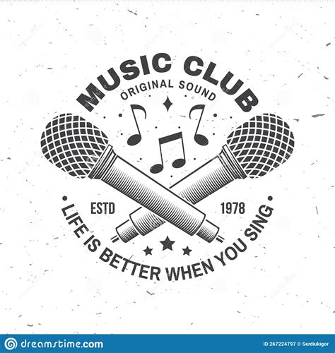 Music Club Logo Badge Label Retro Poster Banner With Microphone