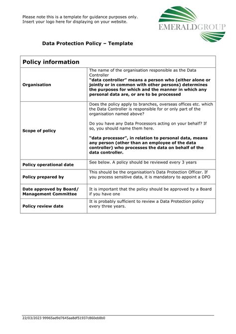 Free Printable Security Policy Templates Pdf Word Information