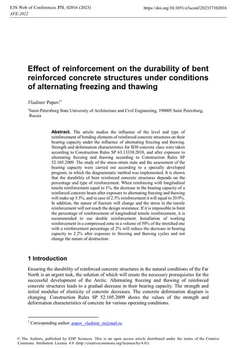 Pdf Effect Of Reinforcement On The Durability Of Bent Reinforced Concrete Structures Under