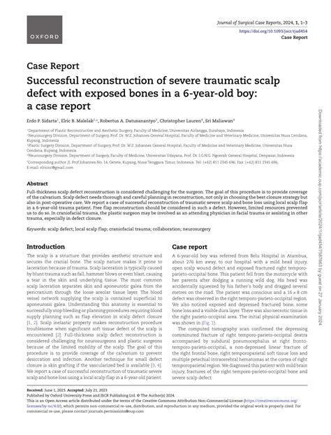 PDF Successful Reconstruction Of Severe Traumatic Scalp Defect With