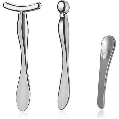 3 Pcs Metal Eye Cream Applicator Tool Eye Roller Massage Sticks And