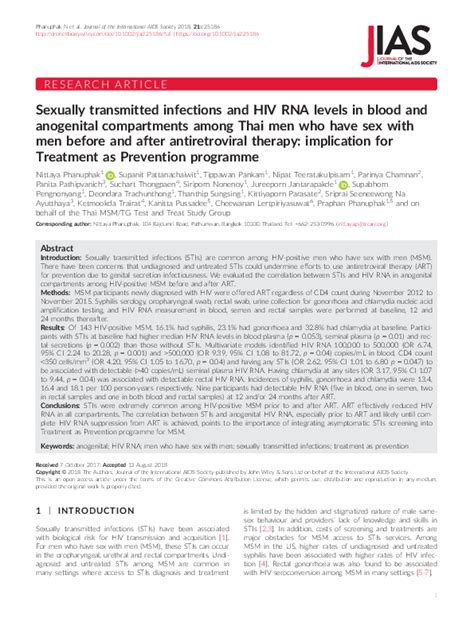 Pdf Sexually Transmitted Infections And Hiv Rna Levels In Blood And