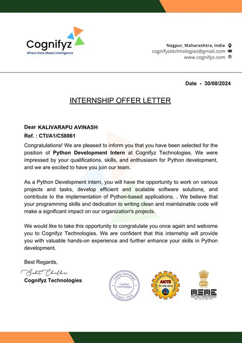 Avinash Kalivarapu On Linkedin Internship Python Careergrowth Tech