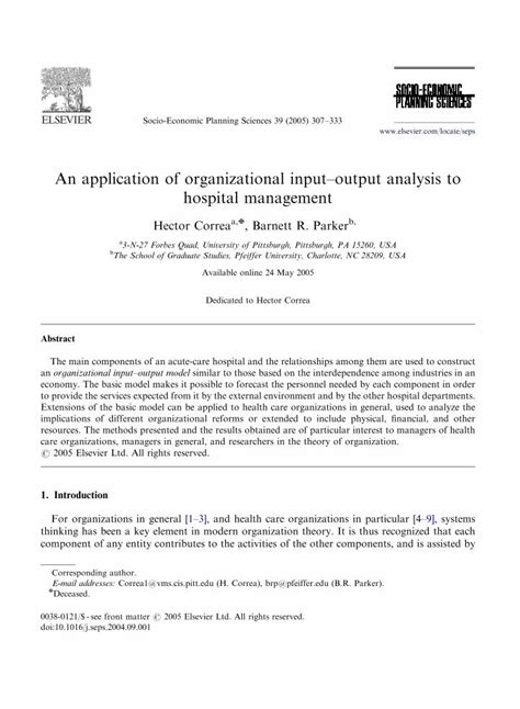 pdf an application of organizational input output analysis to hospital management dokumen tips