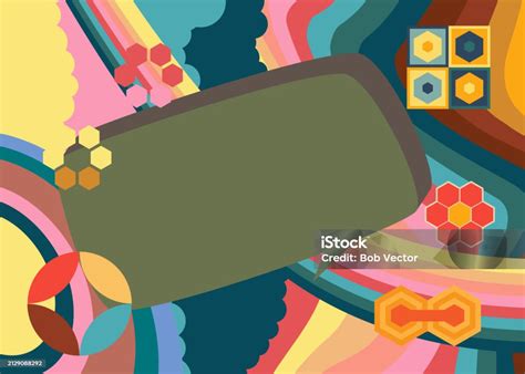 복고풍 70 년대 배경 와 말풍선 Groovy Chat 1970년대 아트 템플릿입니다 미니멀리즘 빈티지 디자인 포스터입니다 고풍스러운 컬러 아트웍 1960 1969 년에