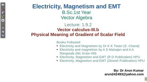Lecture 192 Vector Calculus Iiib Physical Meaning Of Gradient Of Scalar Field Youtube