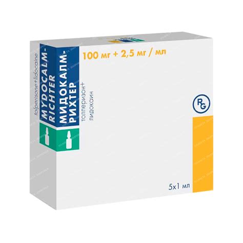 Мидокалм Рихтер раствор для в м введения 100мг 2 5мг мл по 1мл №5 купить инструкция