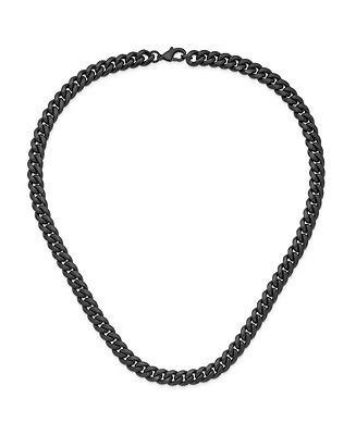 Chisel Stainless Steel Brushed Black Ip Plated 10mm Curb Necklace Macys