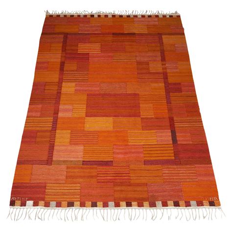 Vintage Swedish Flat Woven Rug By Marianne Richter Ab Mmf For Sale At