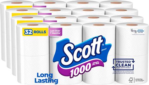 Scott Trusted Clean Toilet Paper 32 Regular Rolls Septic Safe Toilet