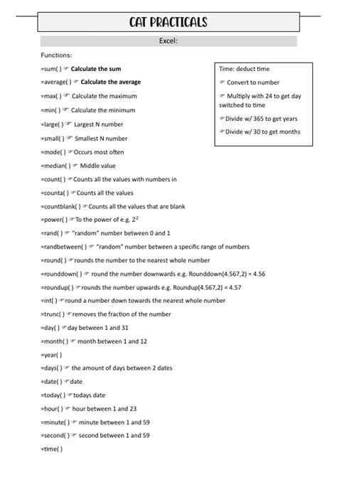 Summary Computer Application Technology Cat Practical Notes