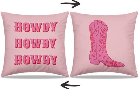 Dibor Howdy Cowgirl Boots Hot Pink Preppy Reversible Throw